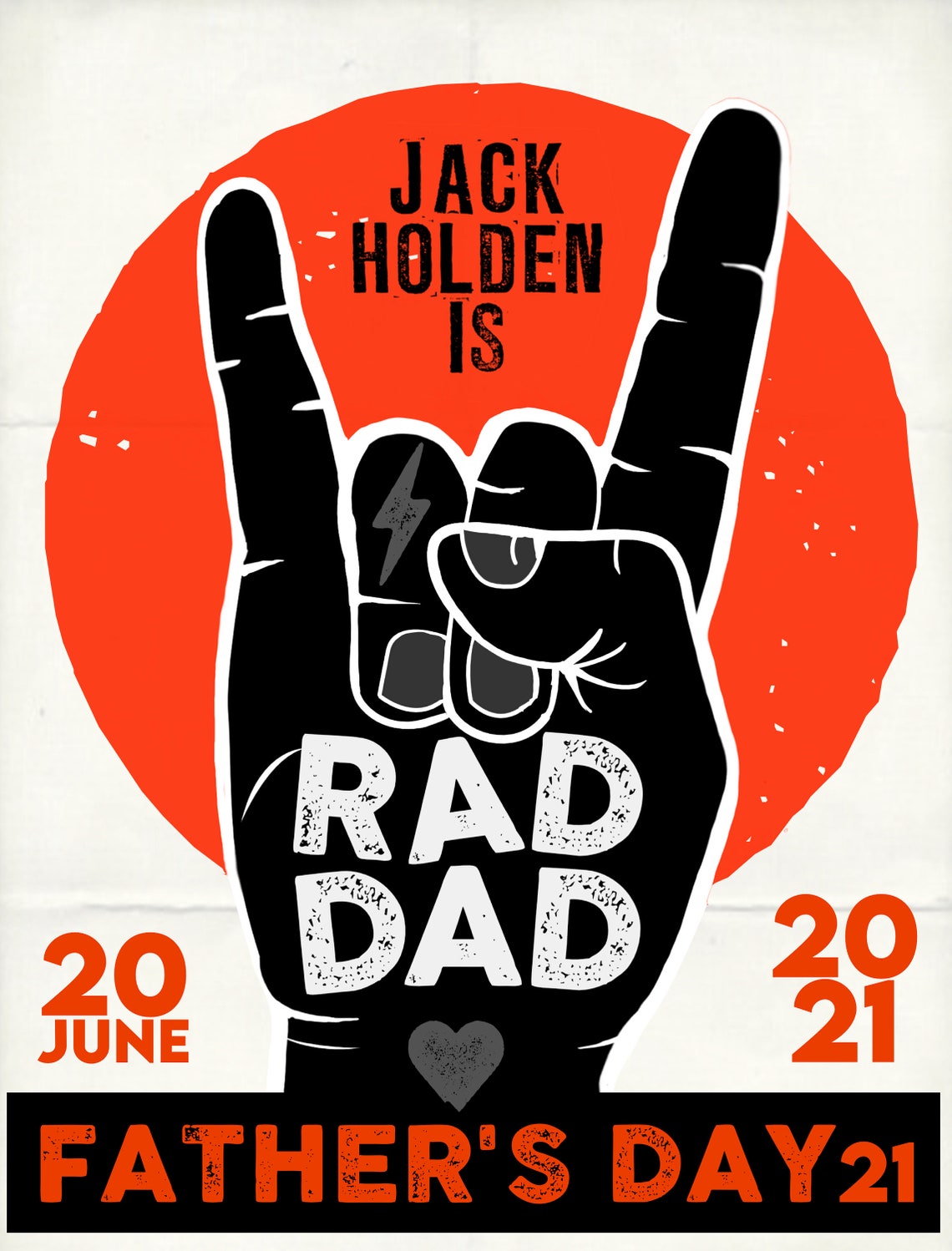 Father's Day RAD DAD Rock Printable Poster Greeting Card - Etsy