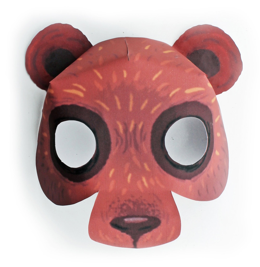 Bear Mask Template DIY No Sew Mask Pattern. Instantly Make a Bear Mask ...