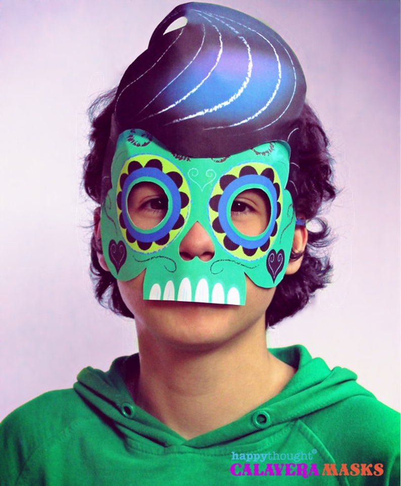 9 Printable Calavera Skull Mask Templates in Full Color, Also Includes ...