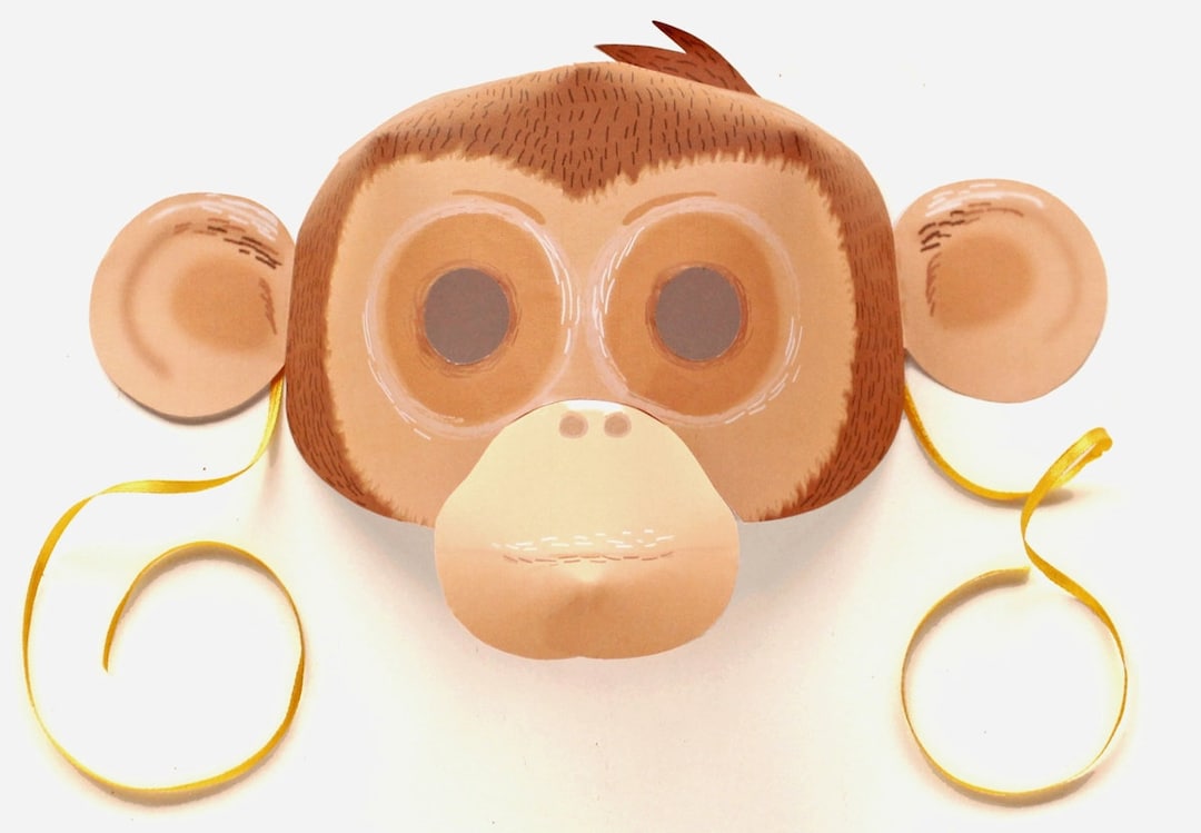 Monkey Mask Template DIY No Sew Mask Pattern. Instant Make Monkey Mask ...