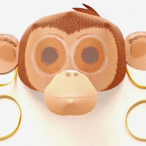 Monkey Mask Template DIY No Sew Mask Pattern. Instant Make Monkey Mask ...
