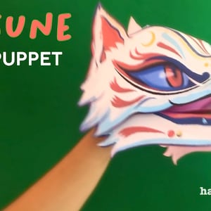 3 Printable DIY Kitsune Fox Puppet Craft Templates. Homemade Kitsune ...