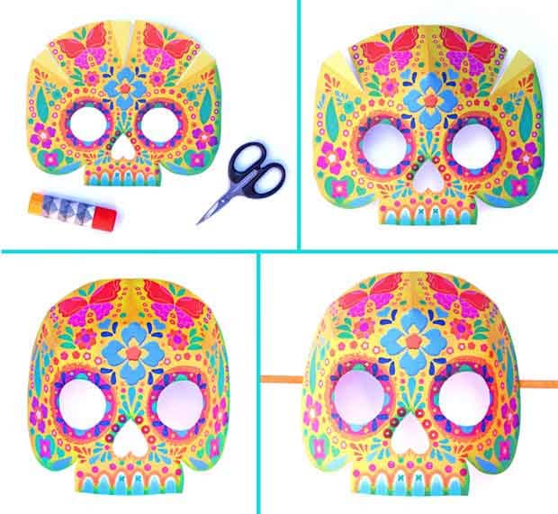 9 Printable Calavera Skull Mask Templates in Full Color Also - Etsy Canada