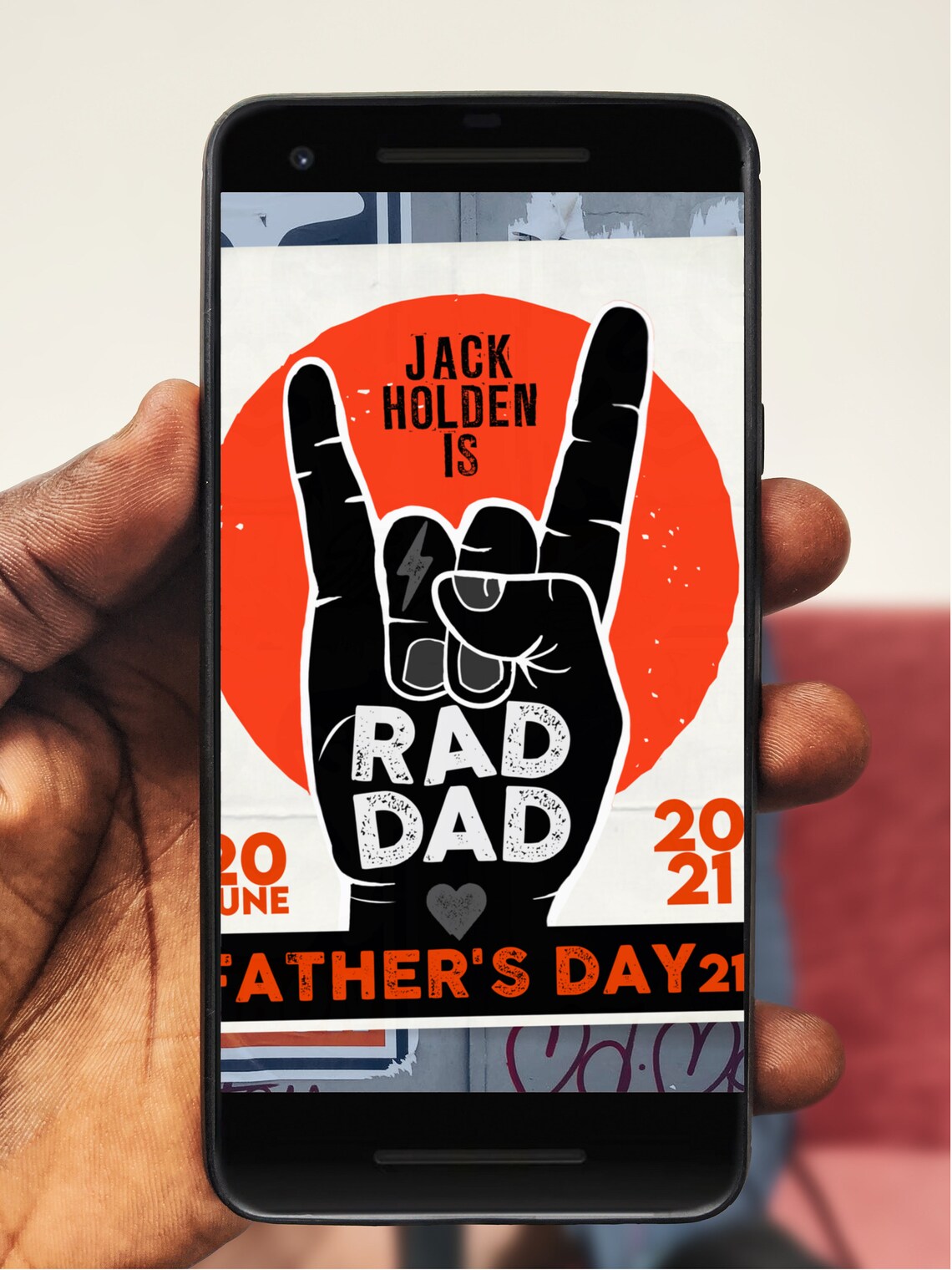 Father's Day RAD DAD Rock Printable Poster Greeting Card - Etsy