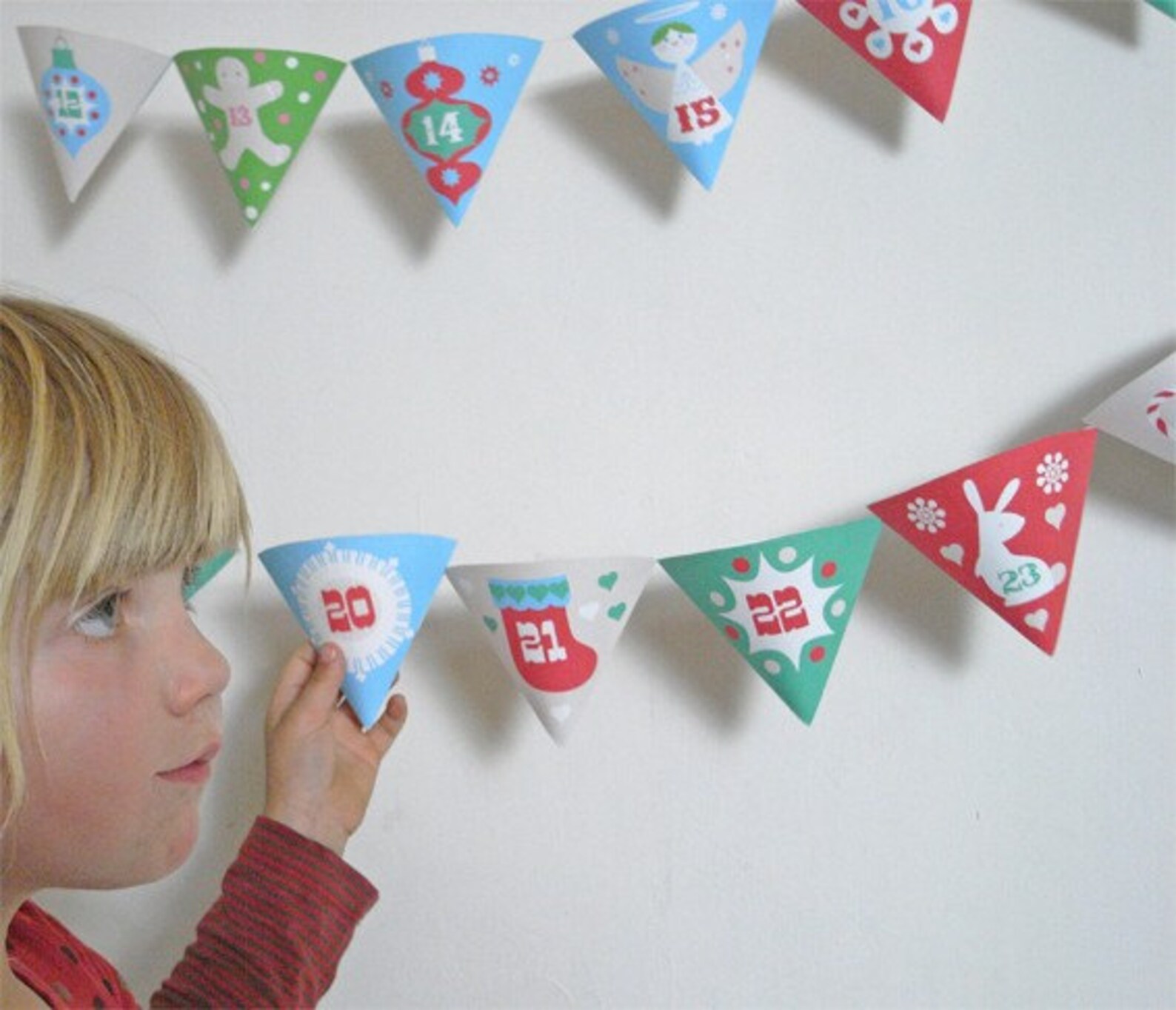 Printable Christmas Advent Calendar Garland: DIY Pocket Garland (PDF ...