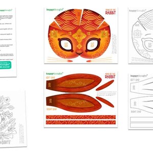 Chinese New Year Rabbit Mask. Year of the Rabbit Mask Template DIY No ...