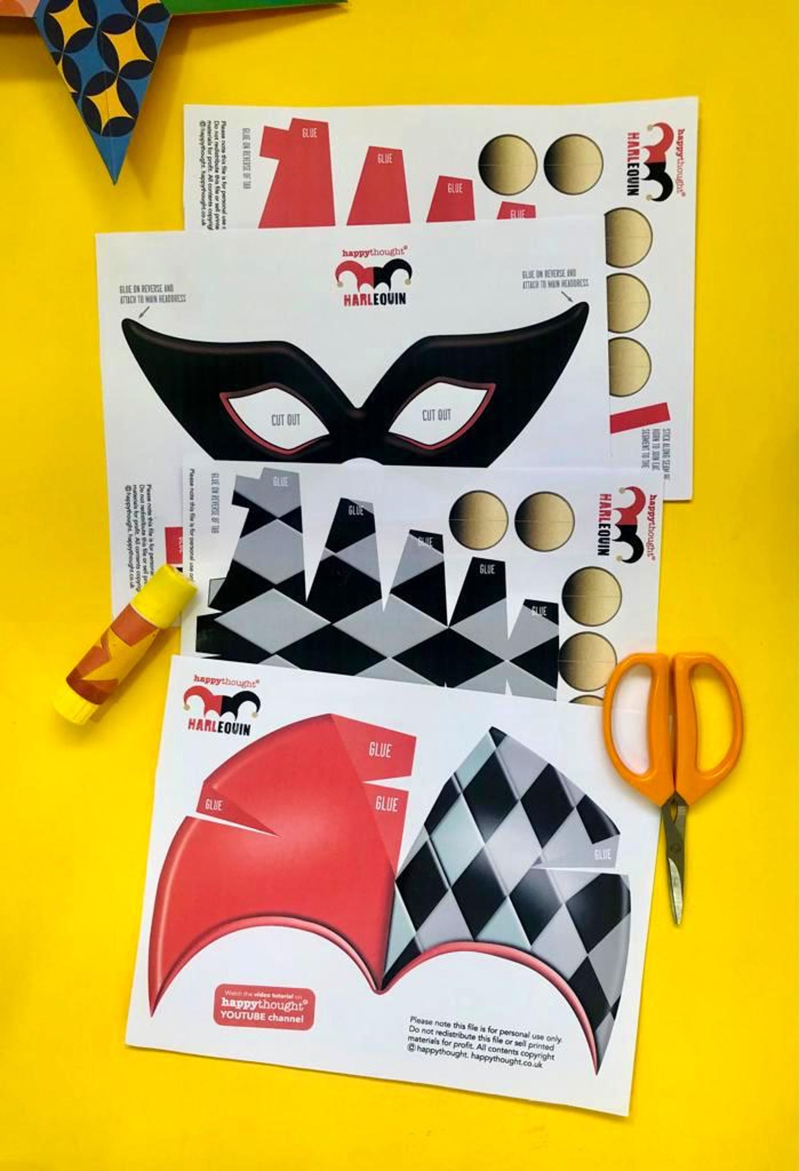 DIY Harlequin Headdress Templates: Unique Headdress Craft (digital PDF ...