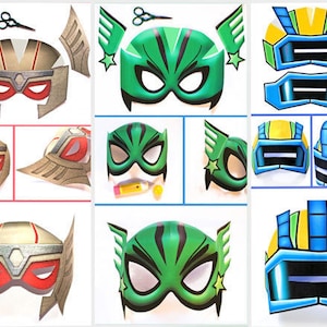 10 Printable Superhero Masks: Includes 10 Printable Coloring in Black ...