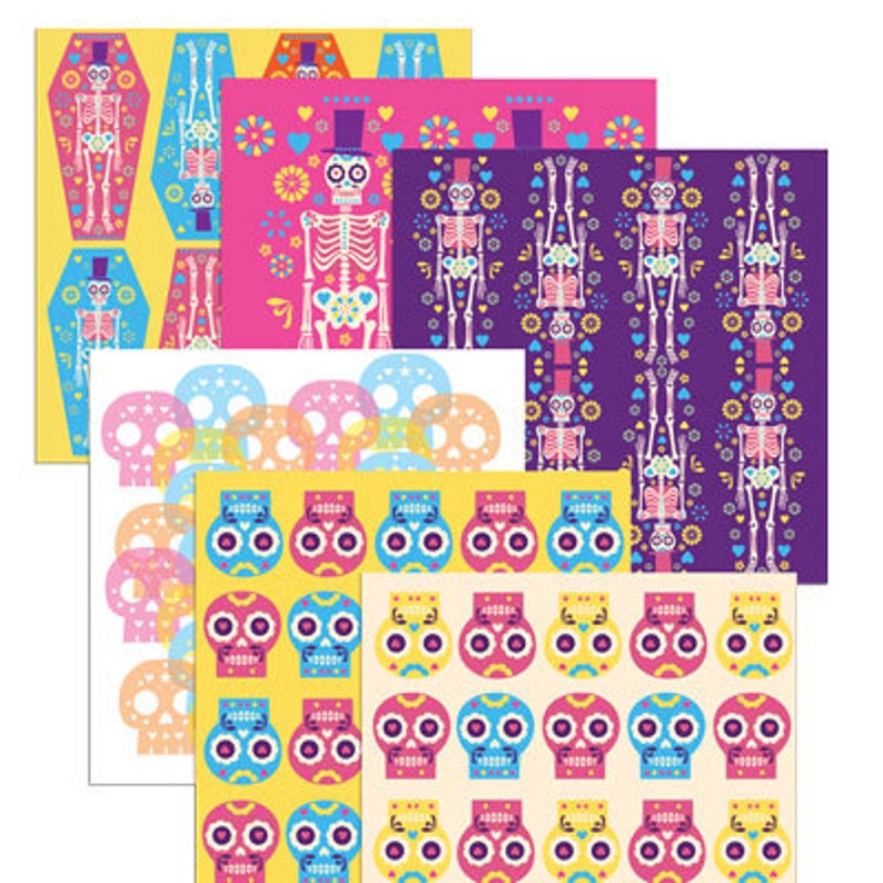 Day of the Dead Scrapbook Kit: Sugar Skulls, Skeletons (digital ...