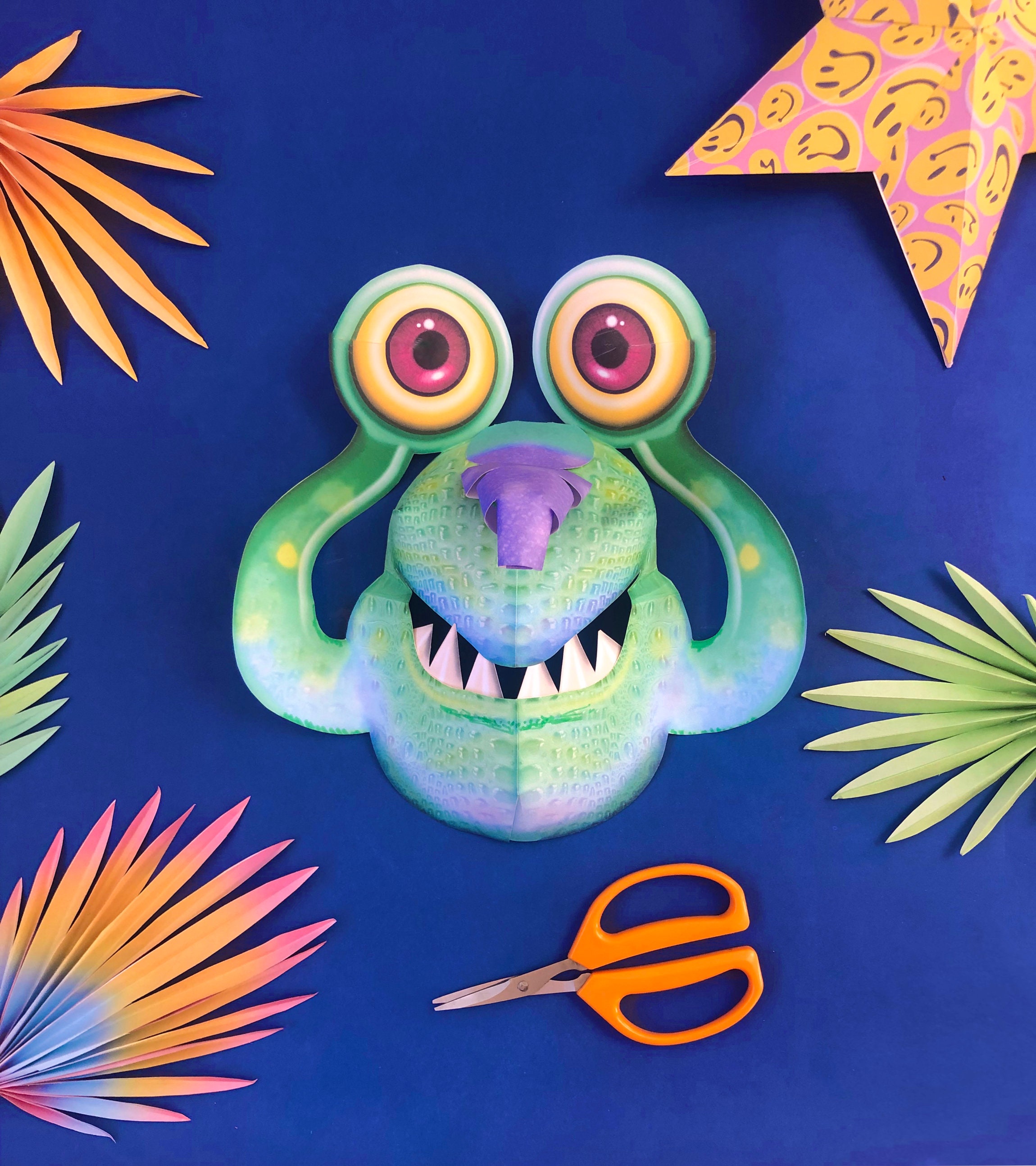 4 Printable Monster Masks: DIY Craft Templates (color & B+W) - Etsy
