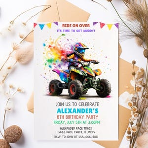 Editable ATV Quad Bike Birthday Party Digital Template Off-road ...