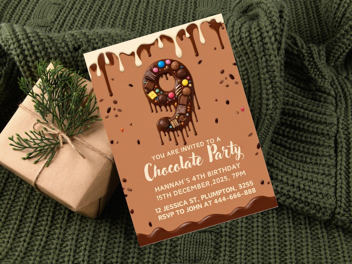 Editable Chocolate Birthday Party Invitation Template (digital Download ...