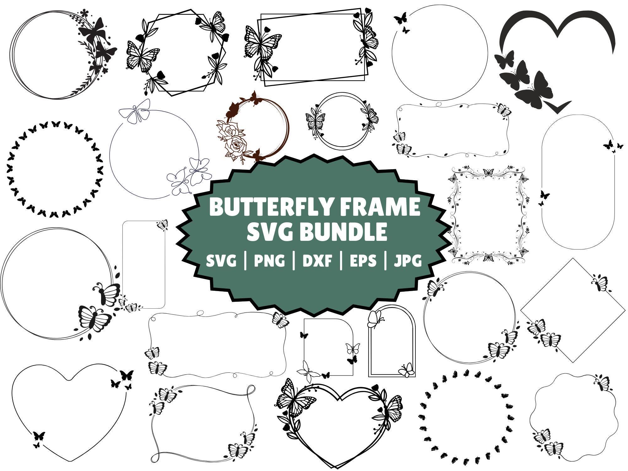 Butterfly Frame Svg, Png, Dxf, Eps, Pdf Floral Butterfly Wreath Sign ...