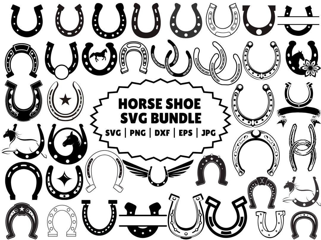 Horse Shoe SVG Bundle: Clipart, Silhouette Cut Files (digital Download ...