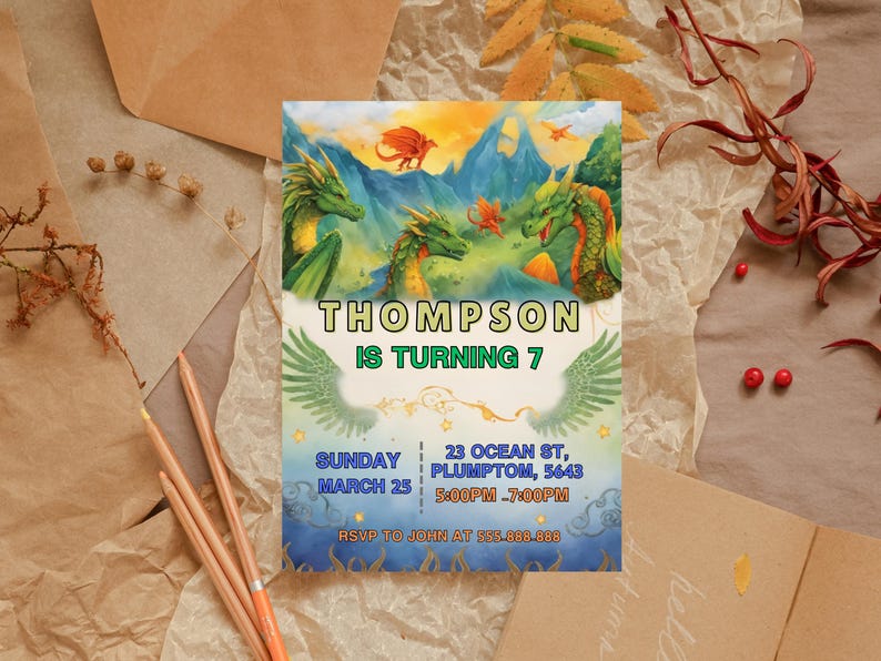 Editable Wings of Fire Birthday Invitation Template, Printable Birthday ...