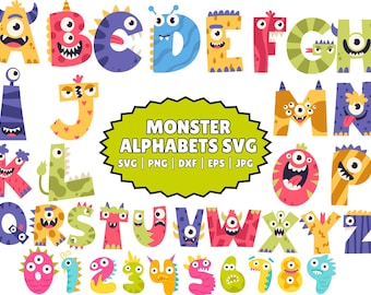 Monster Alphabet, Cute Monster Doodle Letters, Birthday Monster PNG ...