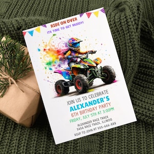 Editable ATV Quad Bike Birthday Party Digital Template Off-road ...