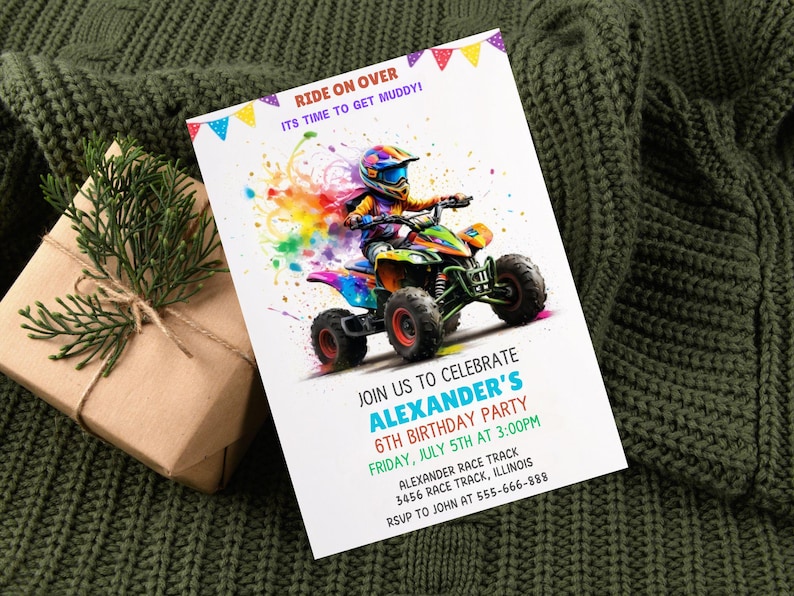 Editable ATV Quad Bike Birthday Party Digital Template Off-road ...