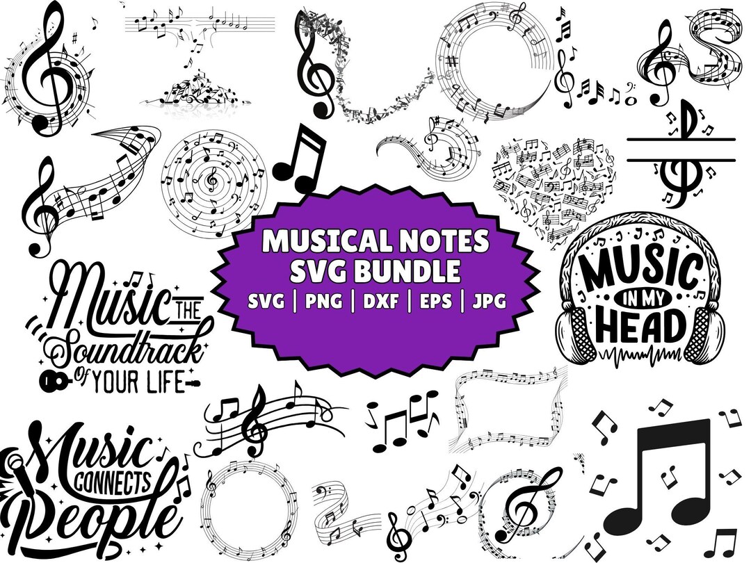 Musical Notes SVG: Treble Clef, Music Key Cut Files (digital Download ...