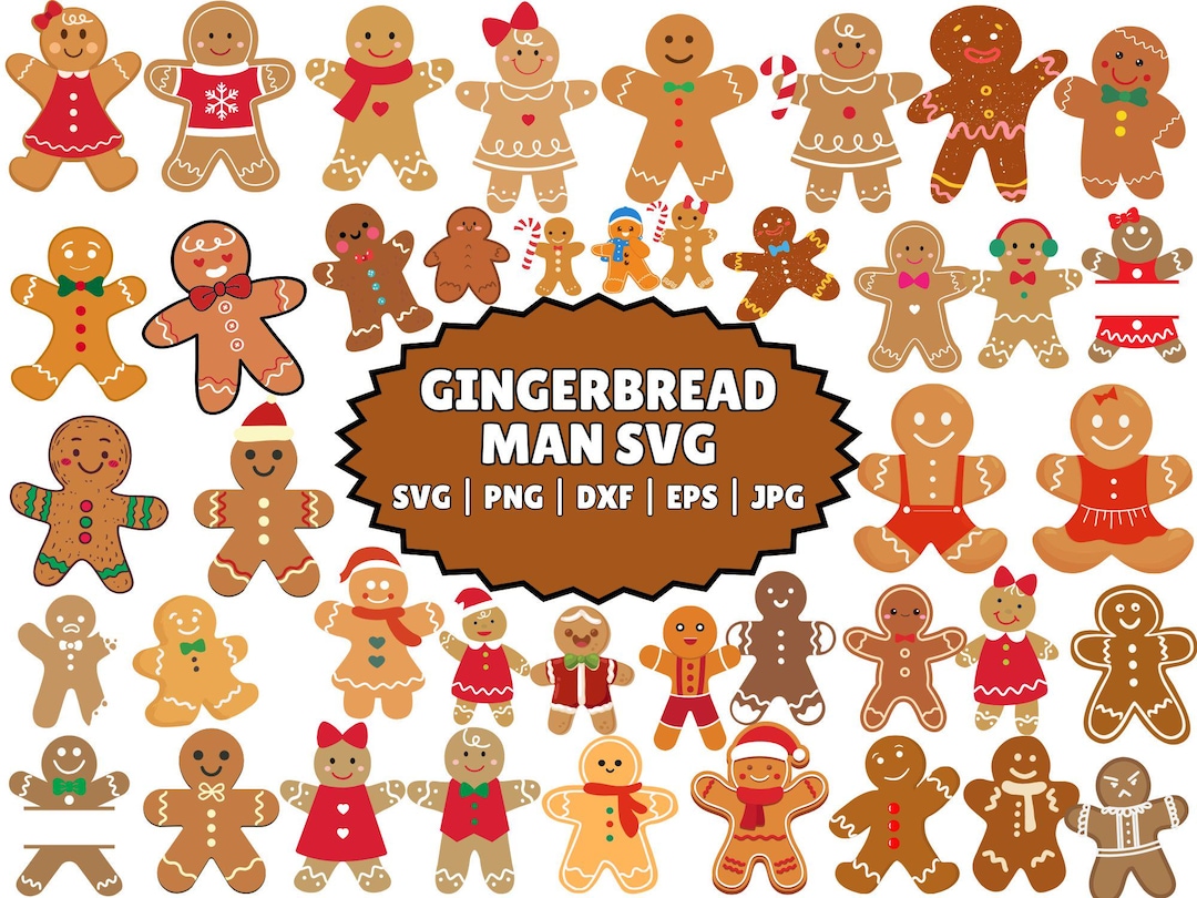 Gingerbread Man SVG Bundle, Christmas Cut Files (digital Download) - Etsy