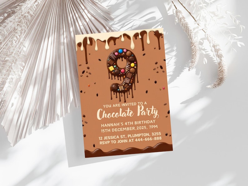 Editable Chocolate Birthday Party Invitation Template (digital Download ...
