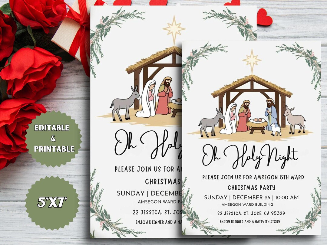 Christmas Ward Party Invitation, Christmas Party Template, LDS ...