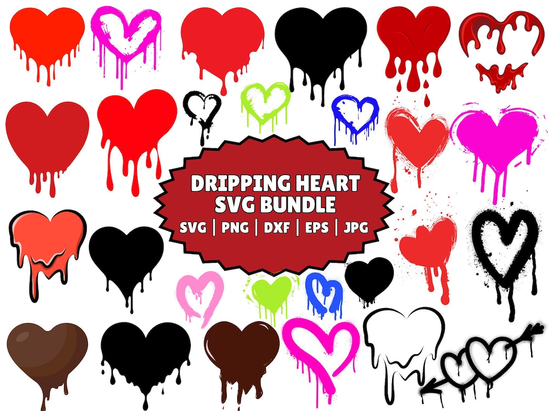 Dripping Heart SVG, Love SVG, Hearts Svg, Melting Heart SVG, Black ...