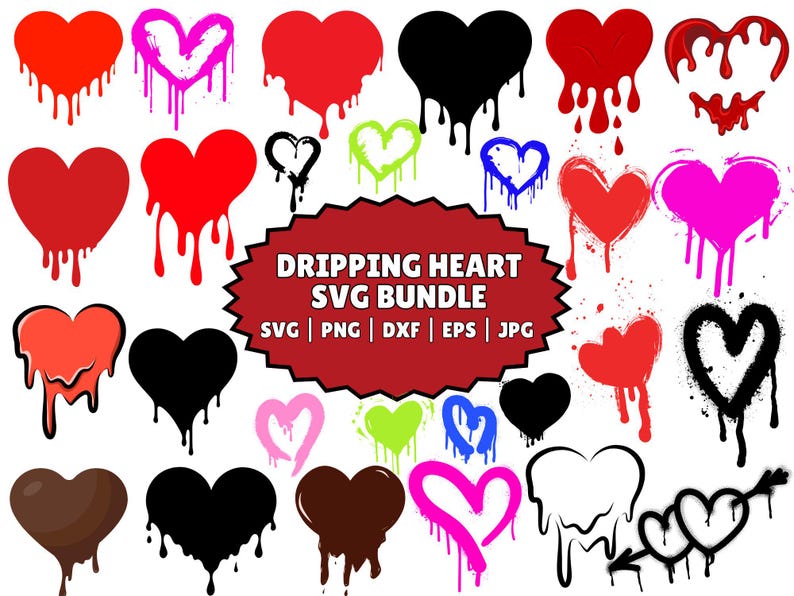 Dripping Heart SVG, Love SVG, Hearts Svg, Melting Heart SVG, Black ...