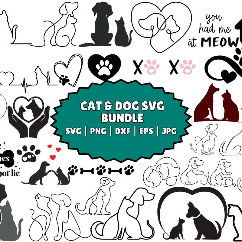 Dog and Cat Svg - Etsy
