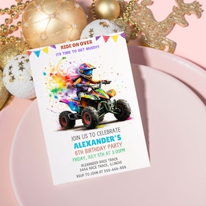 Editable ATV Quad Bike Birthday Party Digital Template Off-road ...