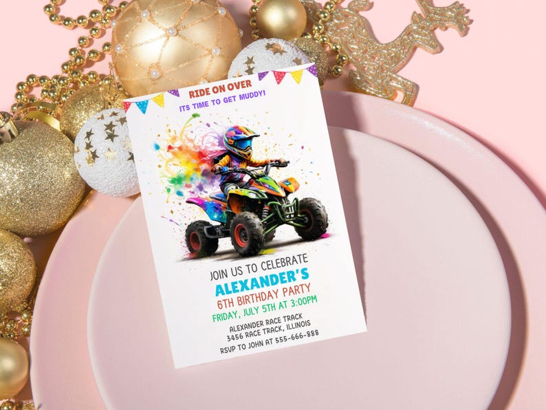 Editable ATV Quad Bike Birthday Party Digital Template Off-road ...