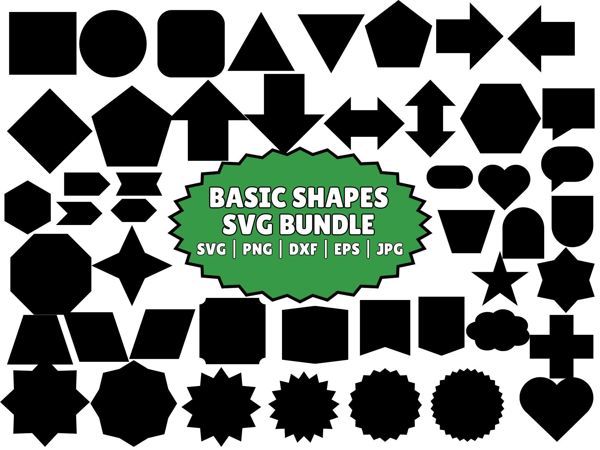 Basic Shape SVG Bundle Vol 1, Basic Shape PNG Bundle, Basic Shape ...