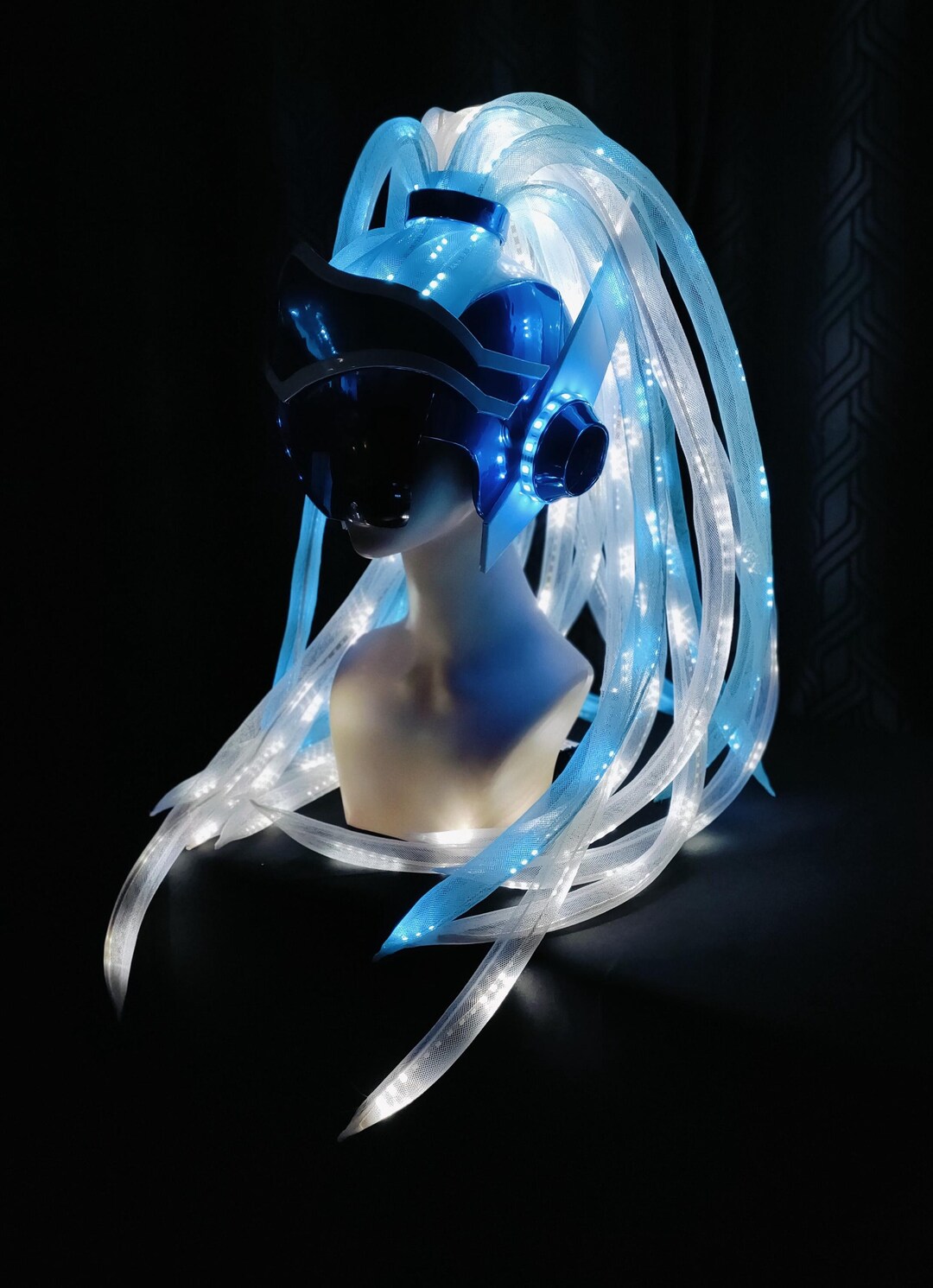 LED Light-up Futuristic Hairpiece With Animated Glow and Visor LED ...