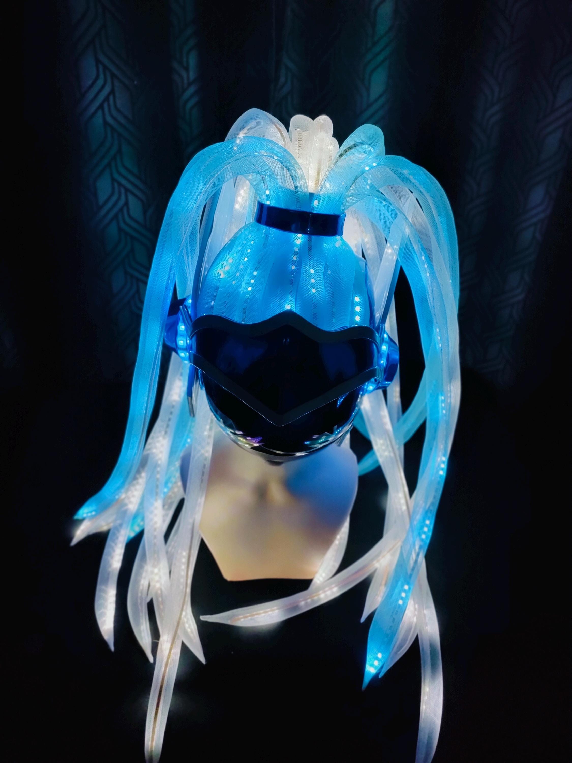 LED Light-up Futuristic Hairpiece With Animated Glow and Visor LED ...