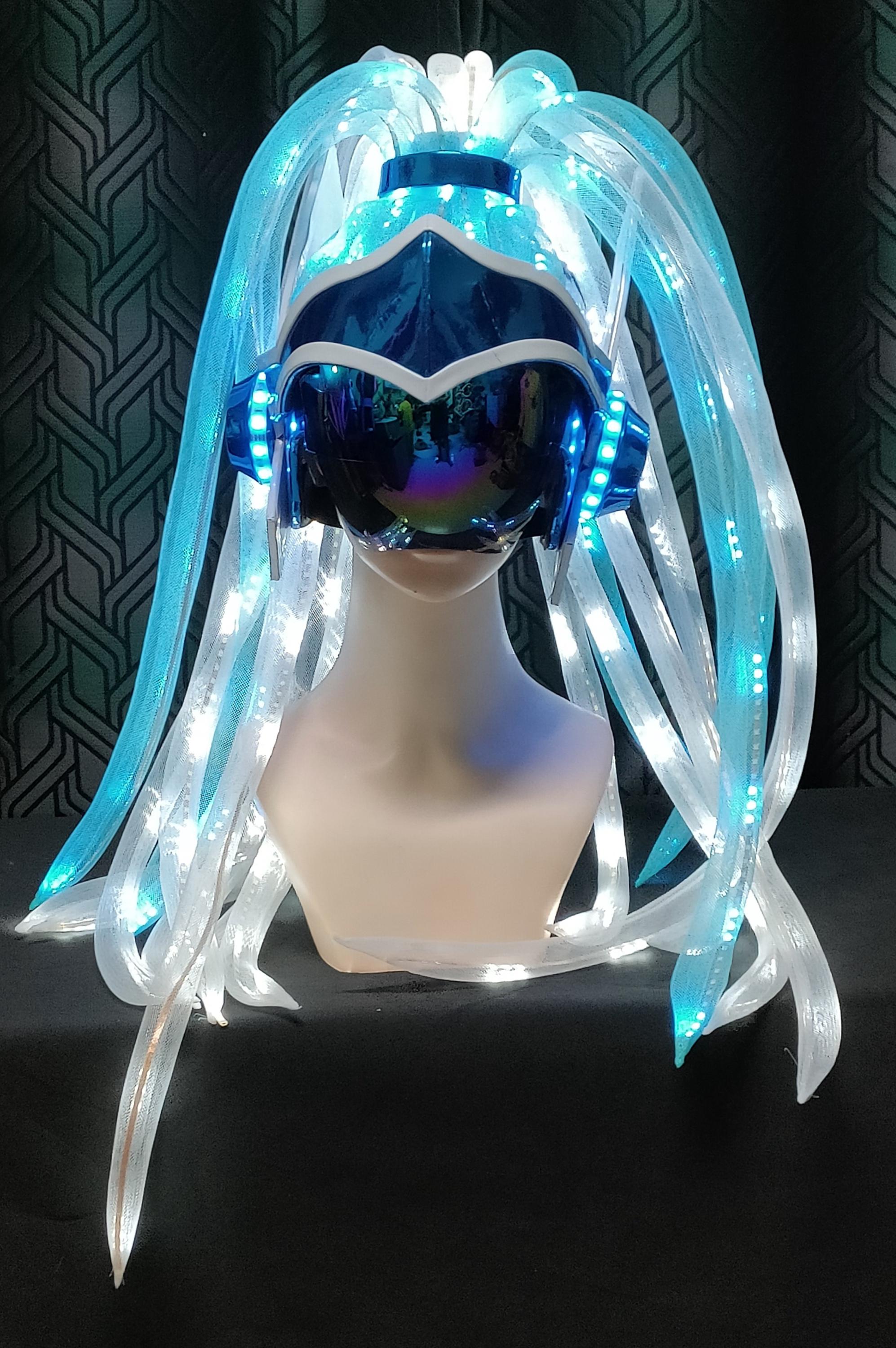 LED Light-up Futuristic Hairpiece With Animated Glow and Visor LED ...