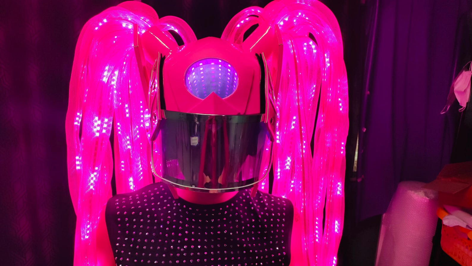 Robot LED Helmet, LED Hair, Futuristic Helmet, Cyborg Headpiece ...