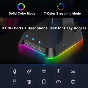 Personalized RGB Led Headphone Stand, Streamer Headset Holder Stand ...