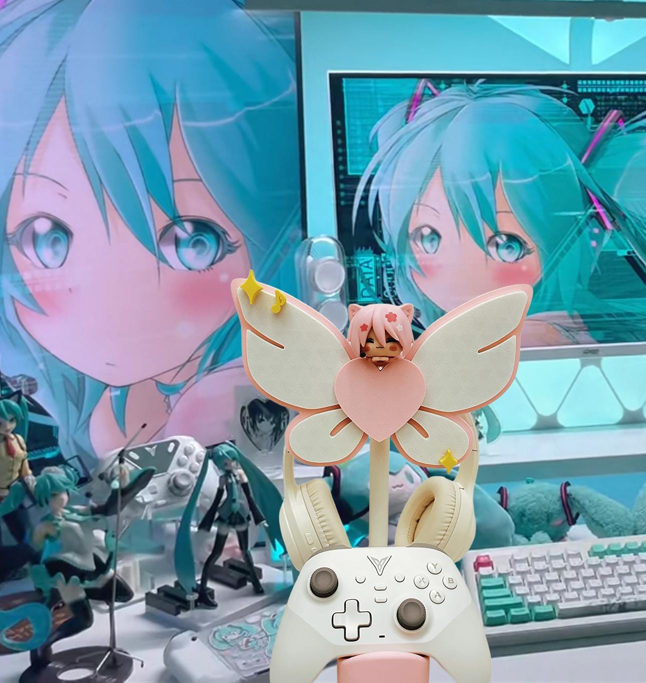 Miku Butterfly Headphone Stand & Controller Holder, Cute Anime Desk ...