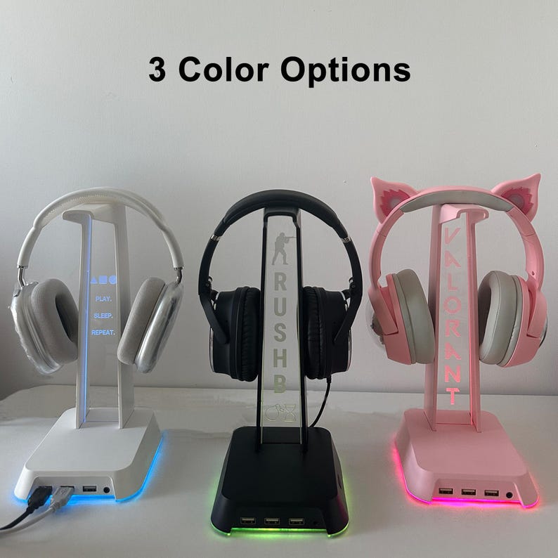 Minimalist Personalized RGB Headphone Stand - Custom Desk Accessory ...