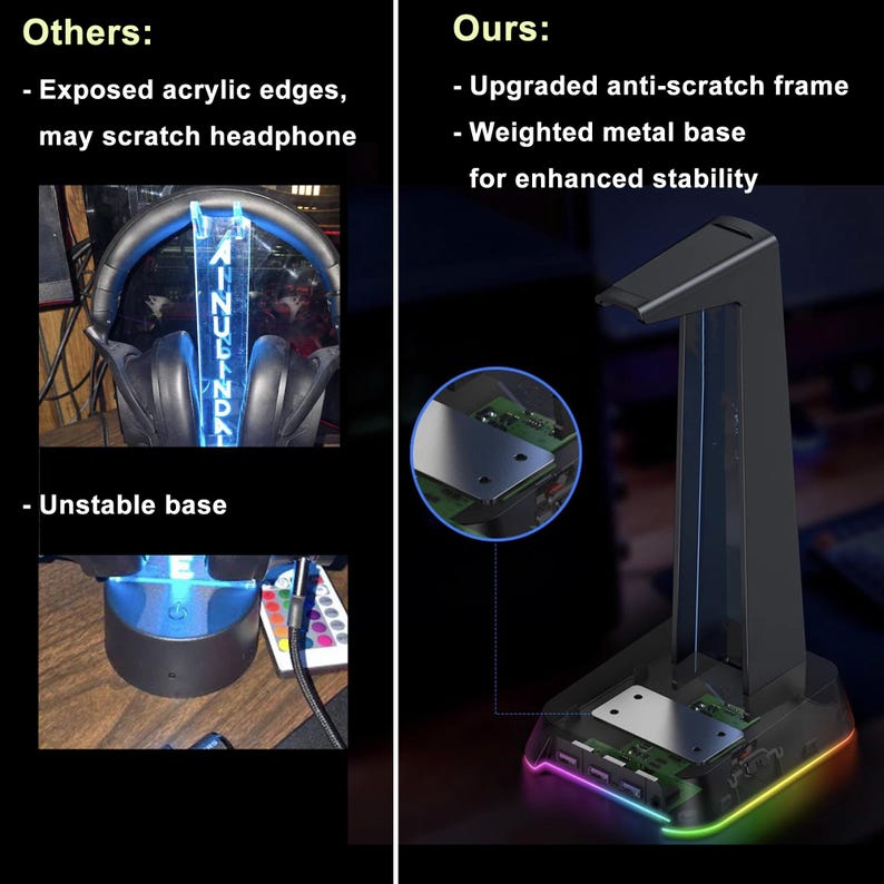 Personalized Gamer Girl RGB Headphone Stand - Cute Desk Decor, Custom ...