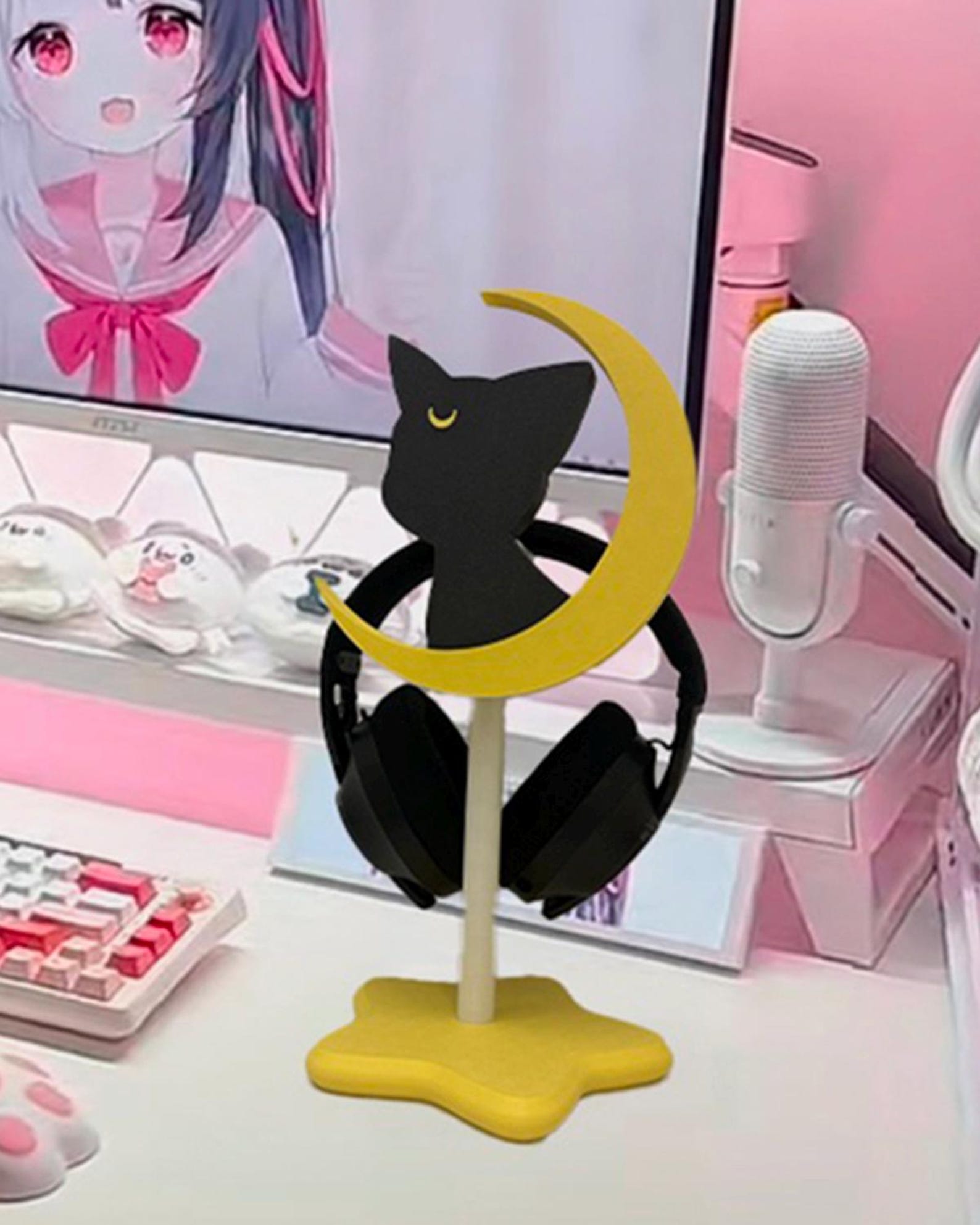 Sailor Moon Luna Cat Headphone Stand & Controller Stand, Moon Desk ...