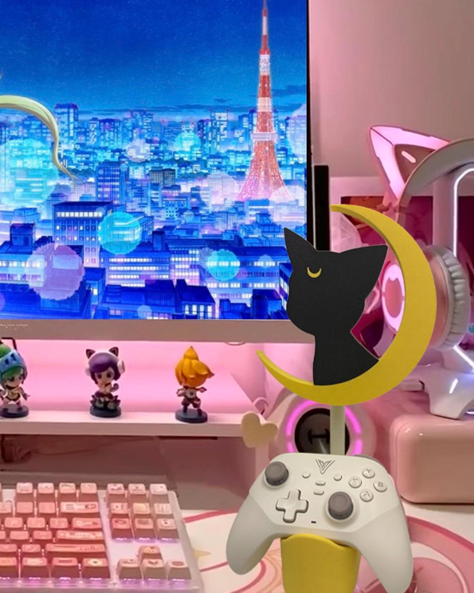 Sailor Moon Luna Cat Headphone Stand & Controller Stand, Moon Desk ...