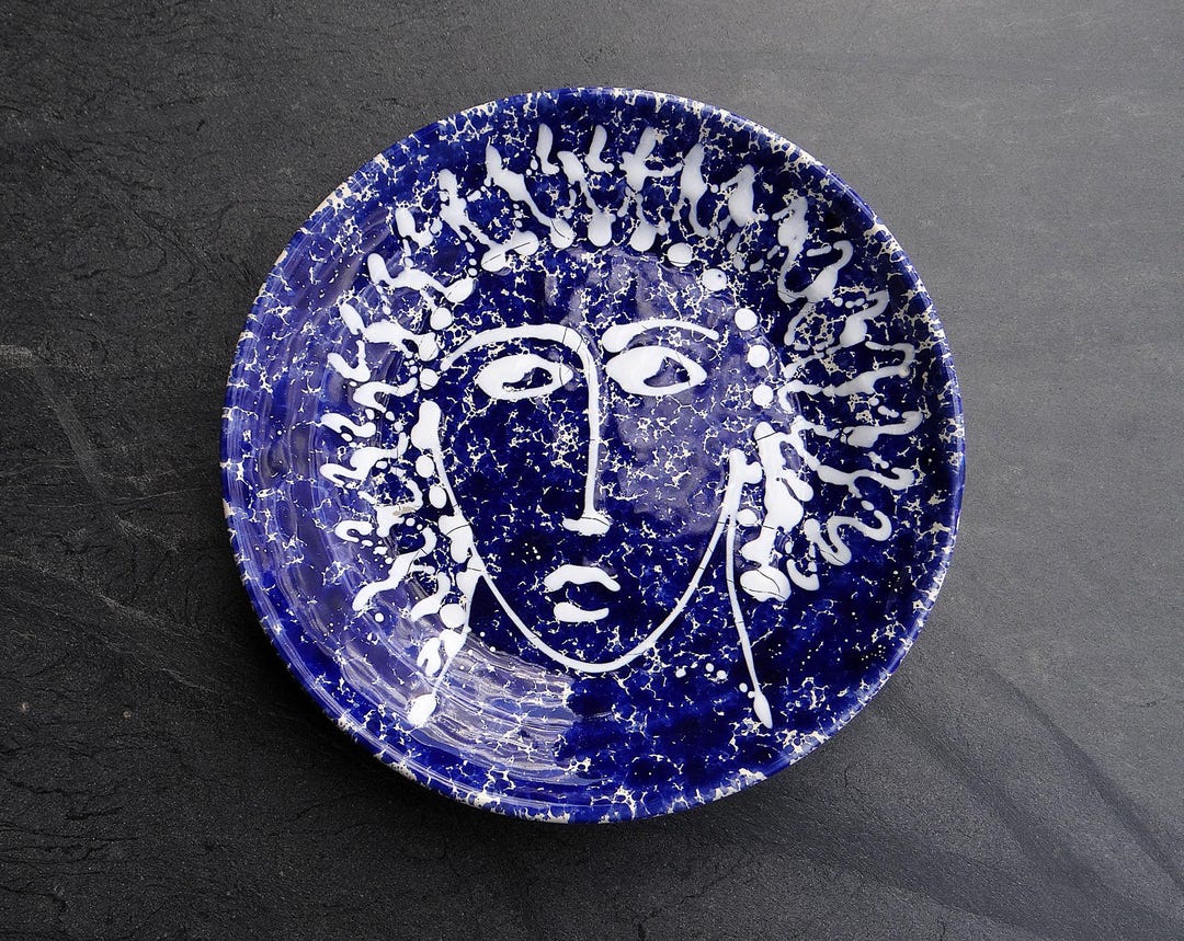Handmade Grottaglie Ceramic Plate Midnight Blue 11" – Authentic Puglia ...
