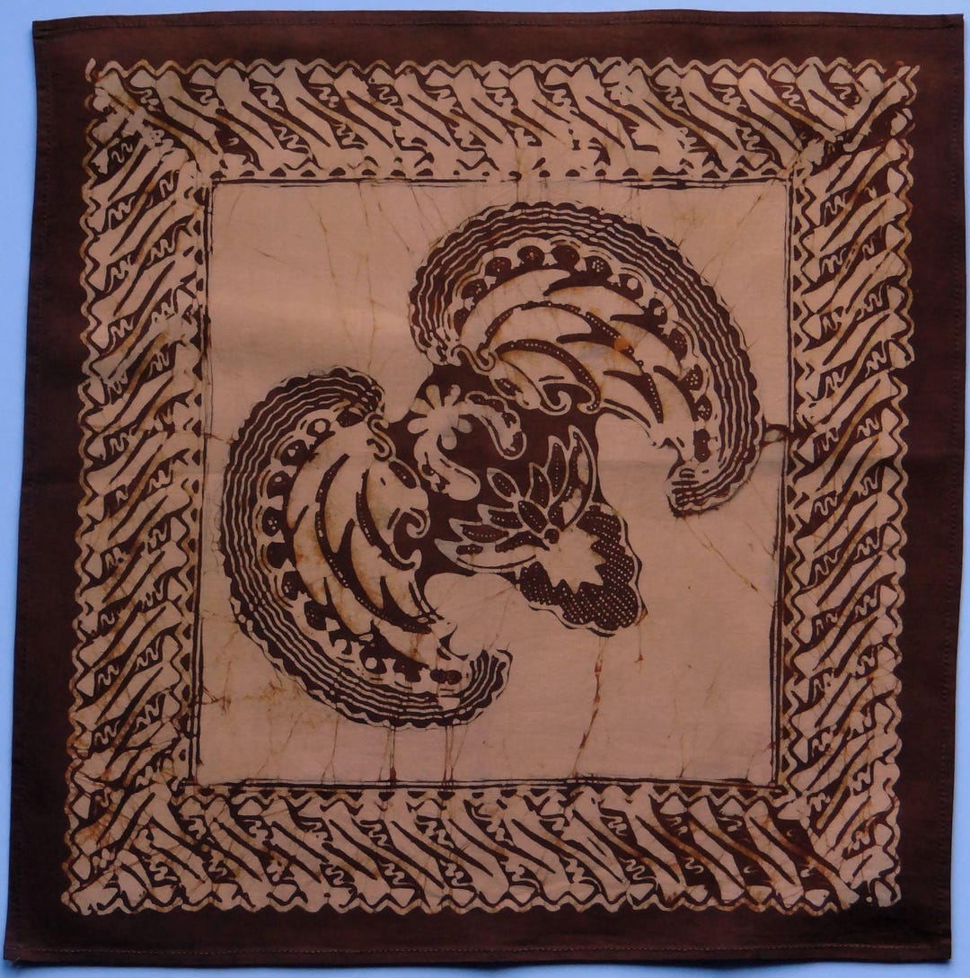 Vintage Philippines Batik Fabric, Handmade Eagle & Bird Motif, Natural ...