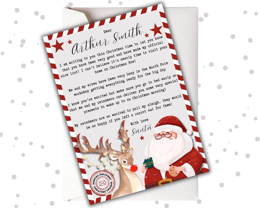 Digital Kids Christmas Letter From Santa Father Christmas Reindeer ...