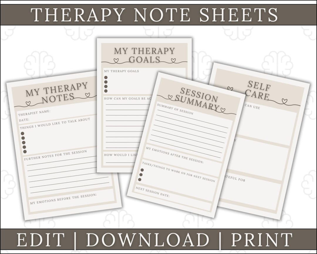 Therapy Note Sheets | Therapy Worksheets | Mental Health Notes ...