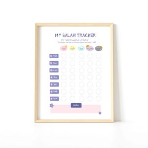 Printable Salah Tracker for Girls, Islamic / Girly / Colorful Prayer ...