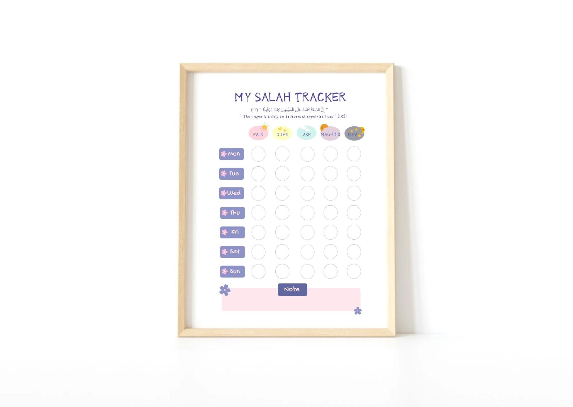 Printable Salah Tracker for Girls, Islamic / Girly / Colorful Prayer ...