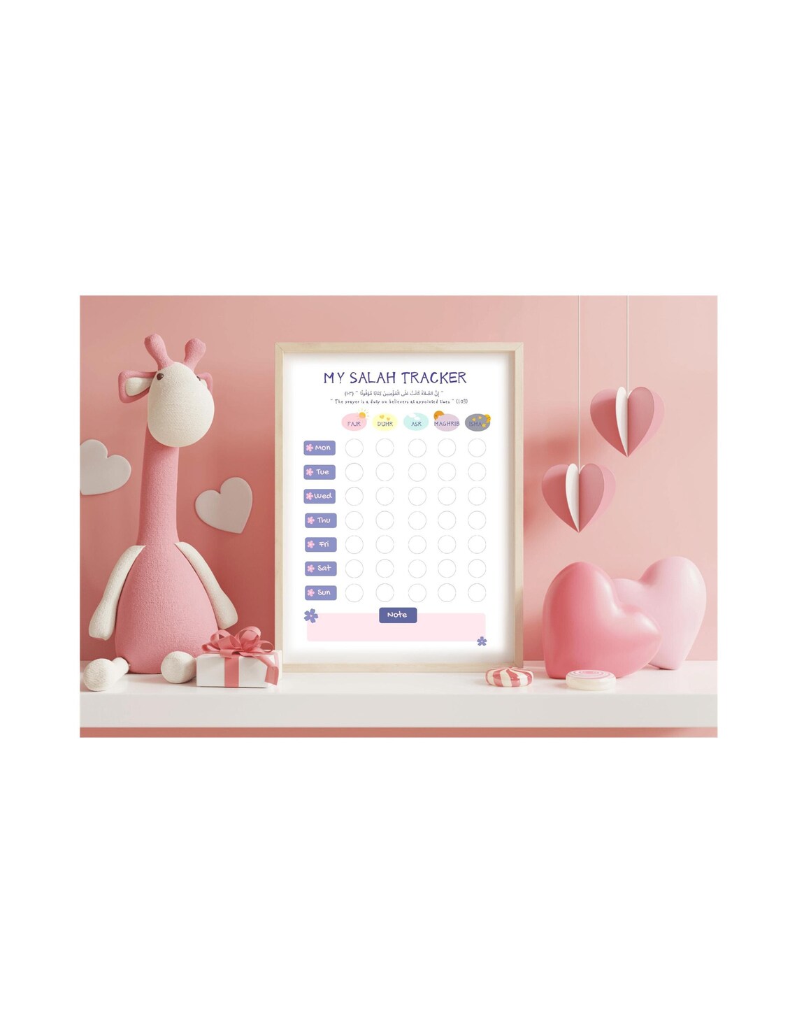Printable Salah Tracker for Girls, Islamic / Girly / Colorful Prayer ...