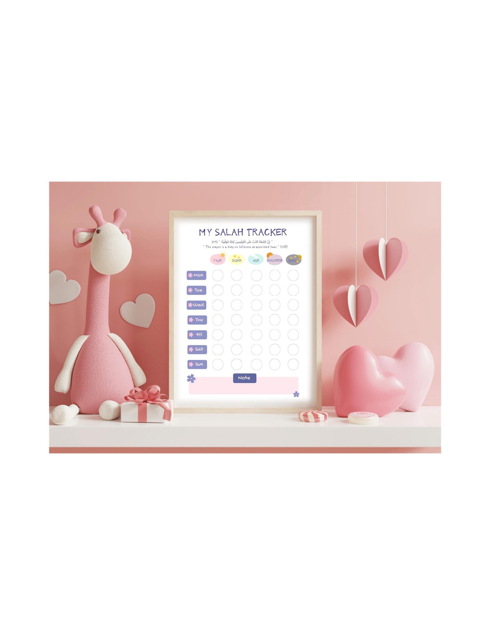 Printable Salah Tracker for Girls, Islamic / Girly / Colorful Prayer ...